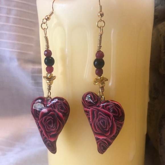 DirtRoadDesigns | Jewelry | Artisan Red Rose And Ruby Earrings | Poshmark